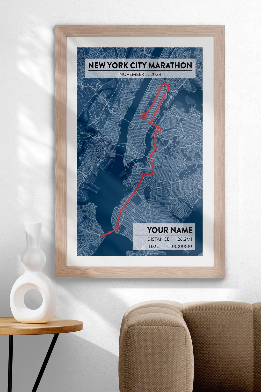New York Marathon Map Personalized Race Map - Etsy