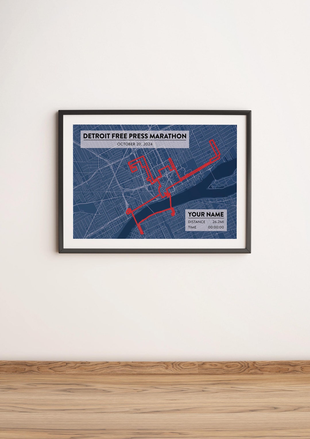 Detroit Marathon Map | Personalized Race Map - Etsy