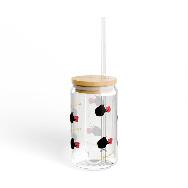 Meme Sipper Glass Birds With Coffee Transparent Print Funny Gift Sipper ...