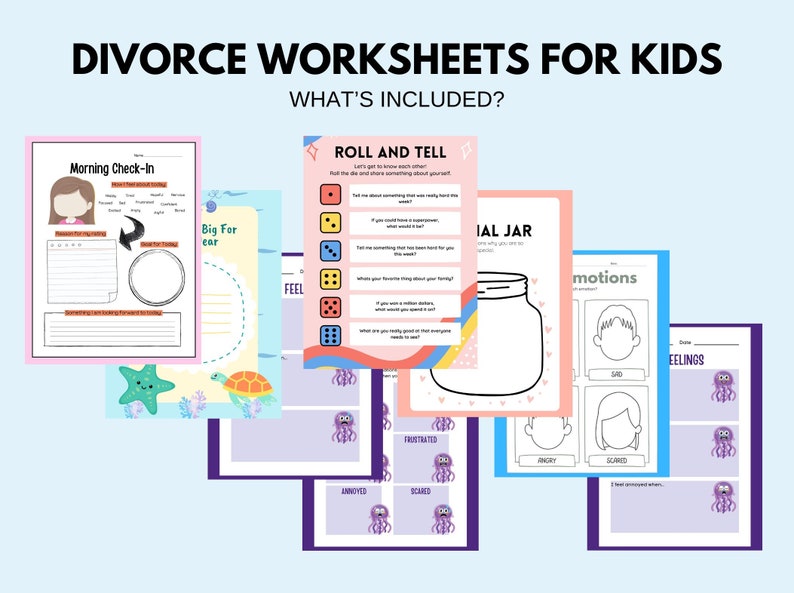 Divorce Worksheets for Kids Coping With Parents Separation, Emotional ...
