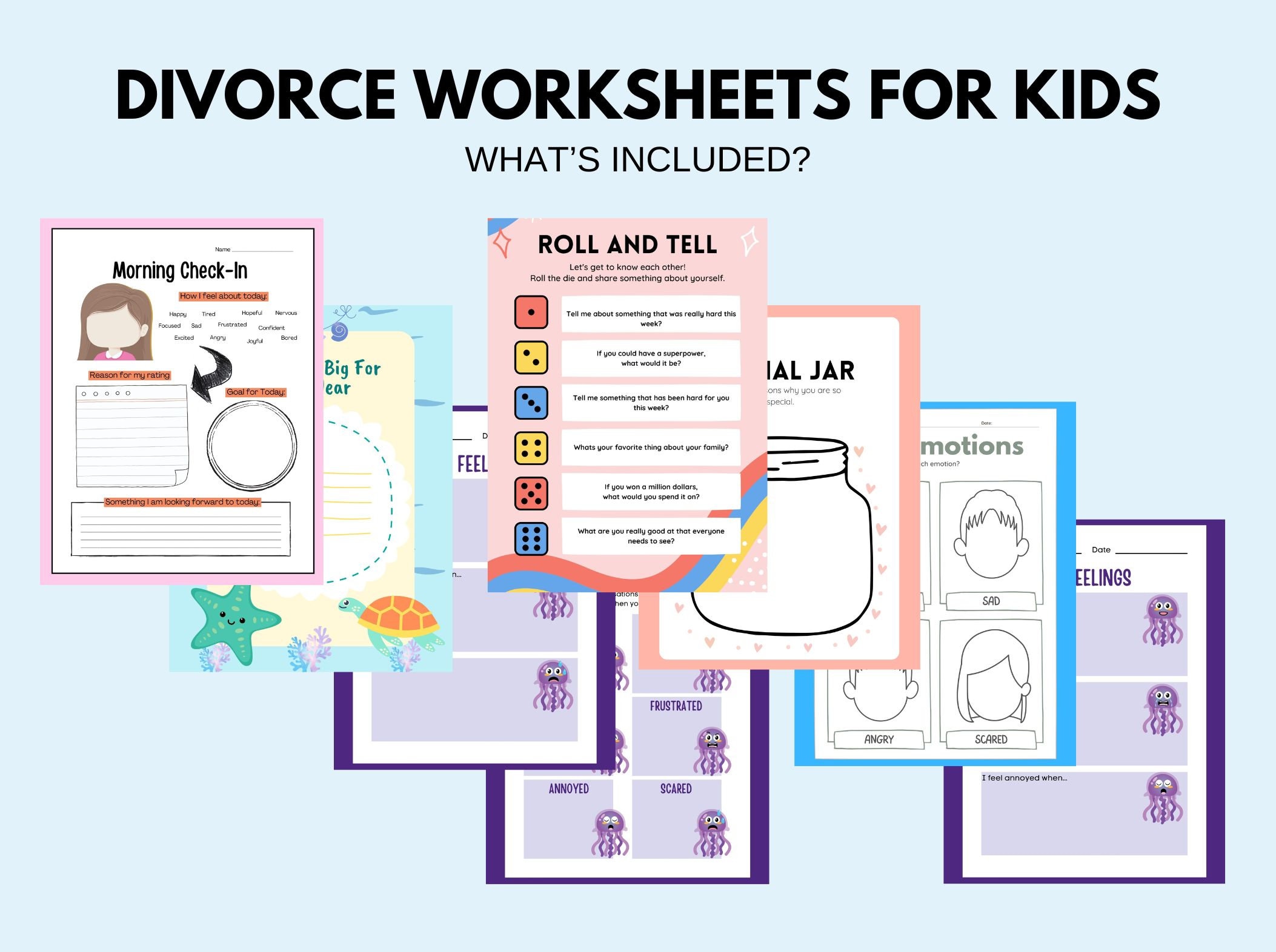 Divorce Worksheets for Kids Coping With Parents Separation, Emotional ...