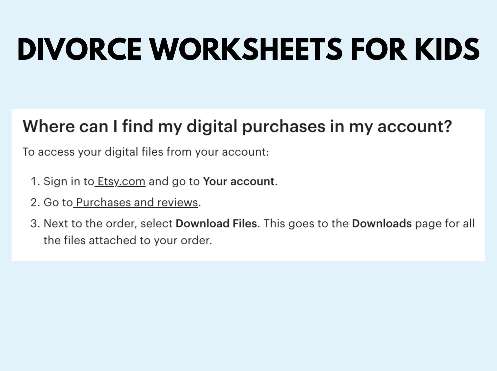 Divorce Worksheets for Kids Coping With Parents Separation, Emotional ...