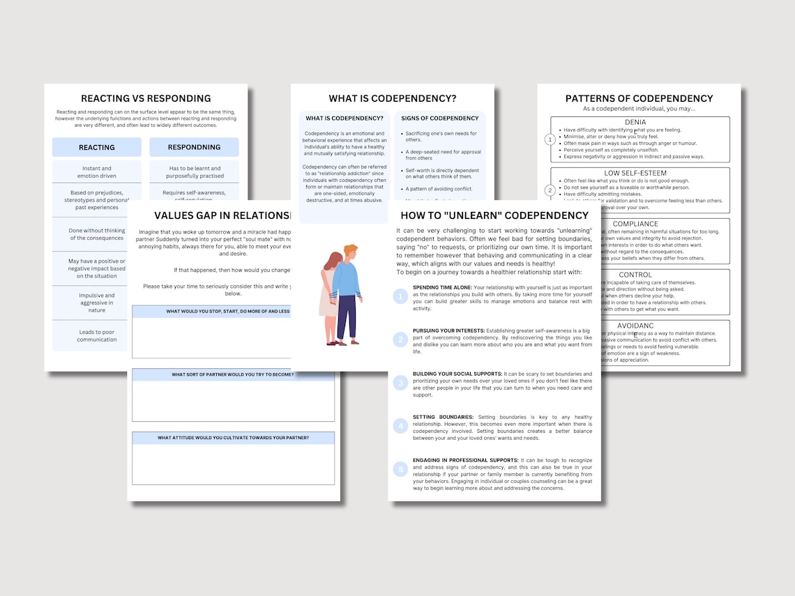 Codependency Worksheets to Build Confidence, Independence, Self Esteem ...