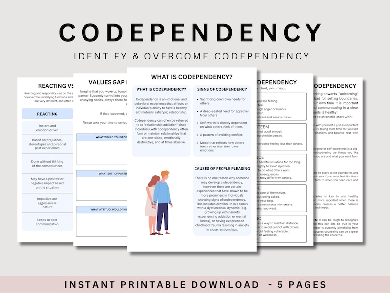 Codependency Worksheets to Build Confidence, Independence, Self Esteem ...