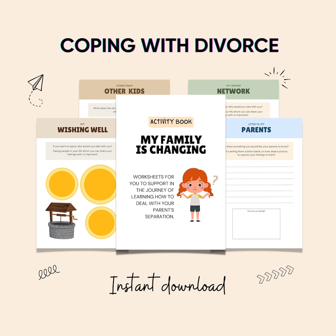 Divorce Worksheets for Kids, Separation Journal, Therapy Worksheets ...