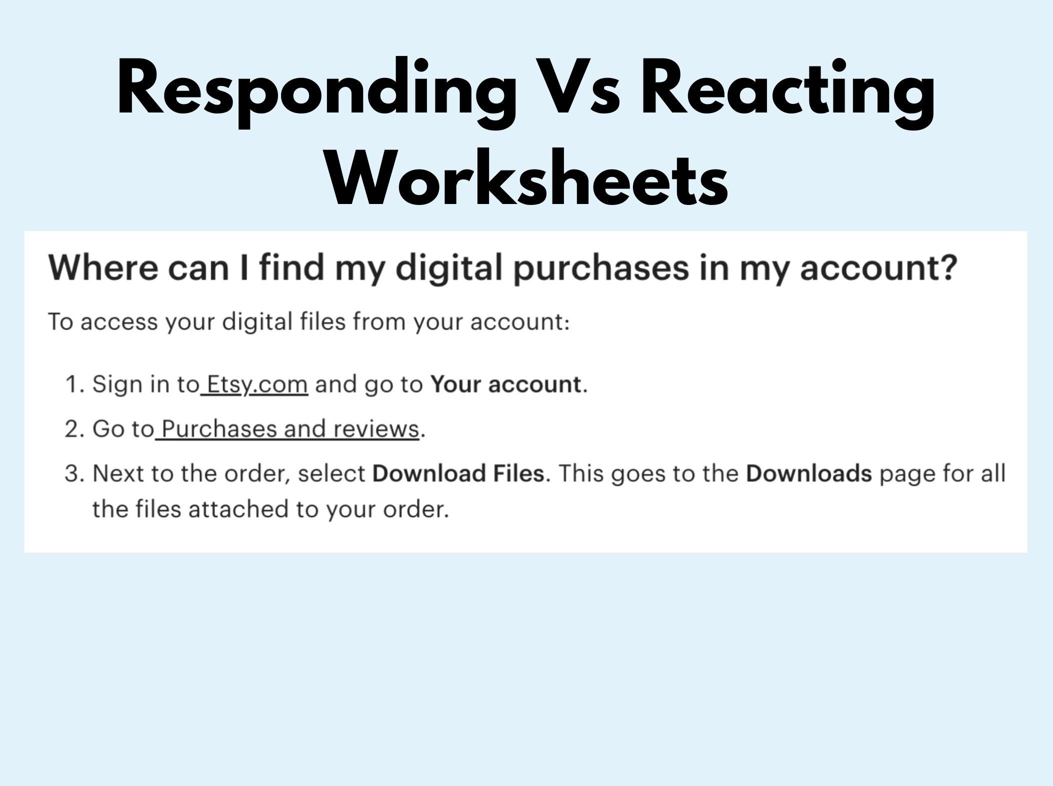 Responding Vs Reacting Worksheets. Therapy Worksheets, Psychoeducation ...