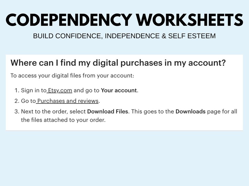 Codependency Worksheets to Build Confidence and Independence, Self ...