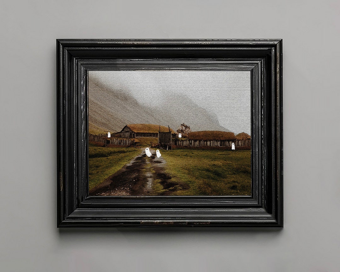 Cute Ghosts in Countryside, Printable Art Print, Spooky Wall Decor ...