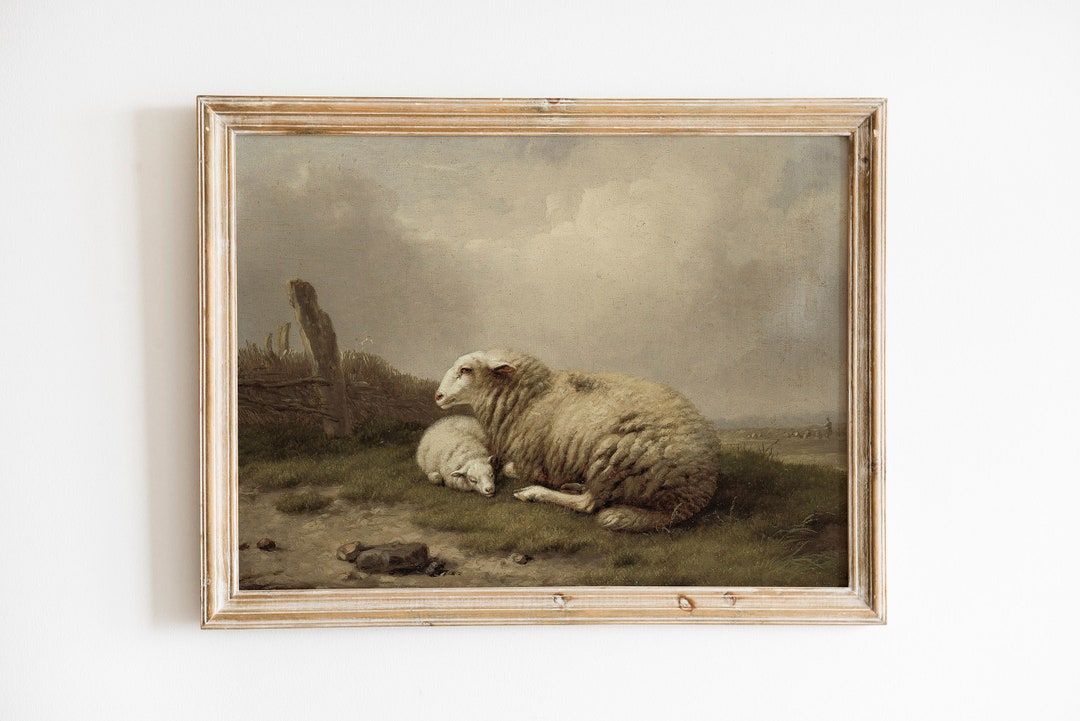 Vintage Sheep Print, Sheep Painting, Drawing Printable, Artwork for ...