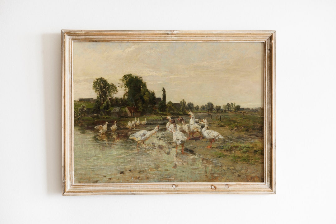 Vintage Flock of Geese Print, Geese Painting, Drawing Printable ...