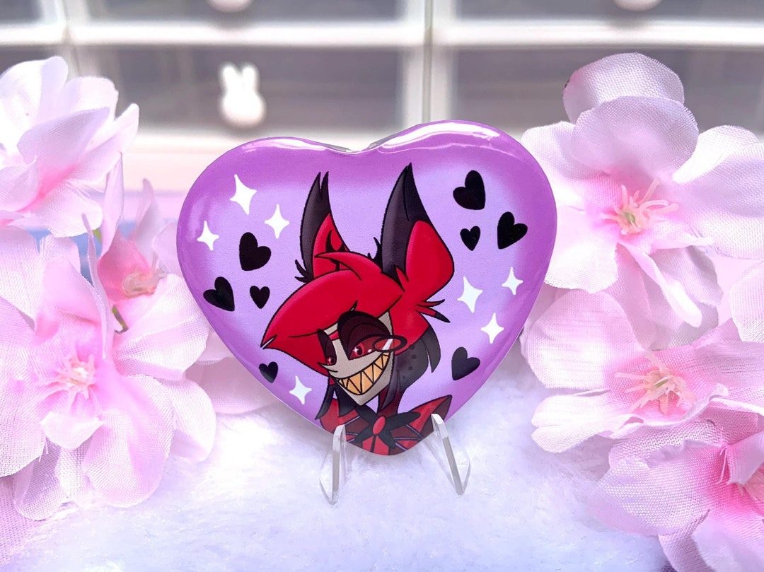 Alastor Heart Badge Pin Button - Kawaii Cute Decor Style Ita Bag Radio ...