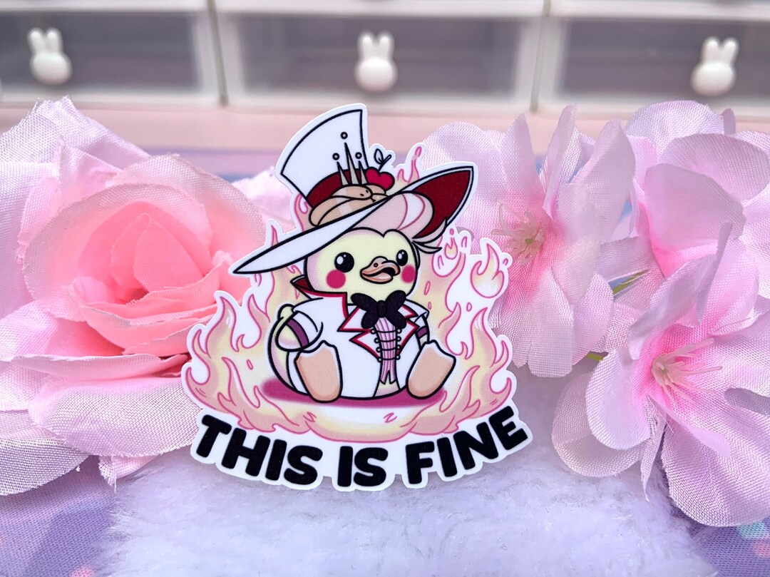 Lucifer This is Fine Sticker - Duck Meme Optimism Funny Kawaii Cute ...