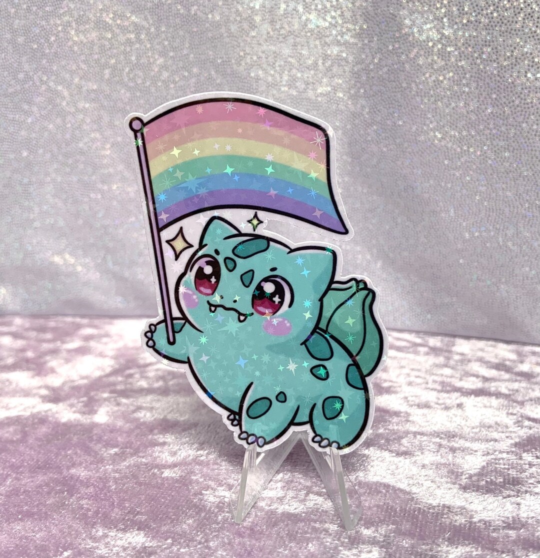 Pride Bulbasaur Holographic Vinyl Sticker Kawaii Cute Aesthetic Pastel ...