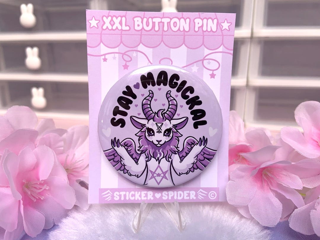 Baphomet Pin Stay Magickal Badge - XXL Kawaii Pastel Button Cute Decor ...