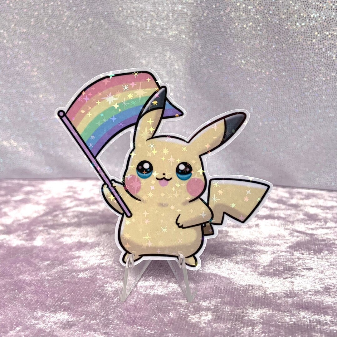 Pride Pikachu Holographic Vinyl Sticker Kawaii Cute Aesthetic Pastel ...