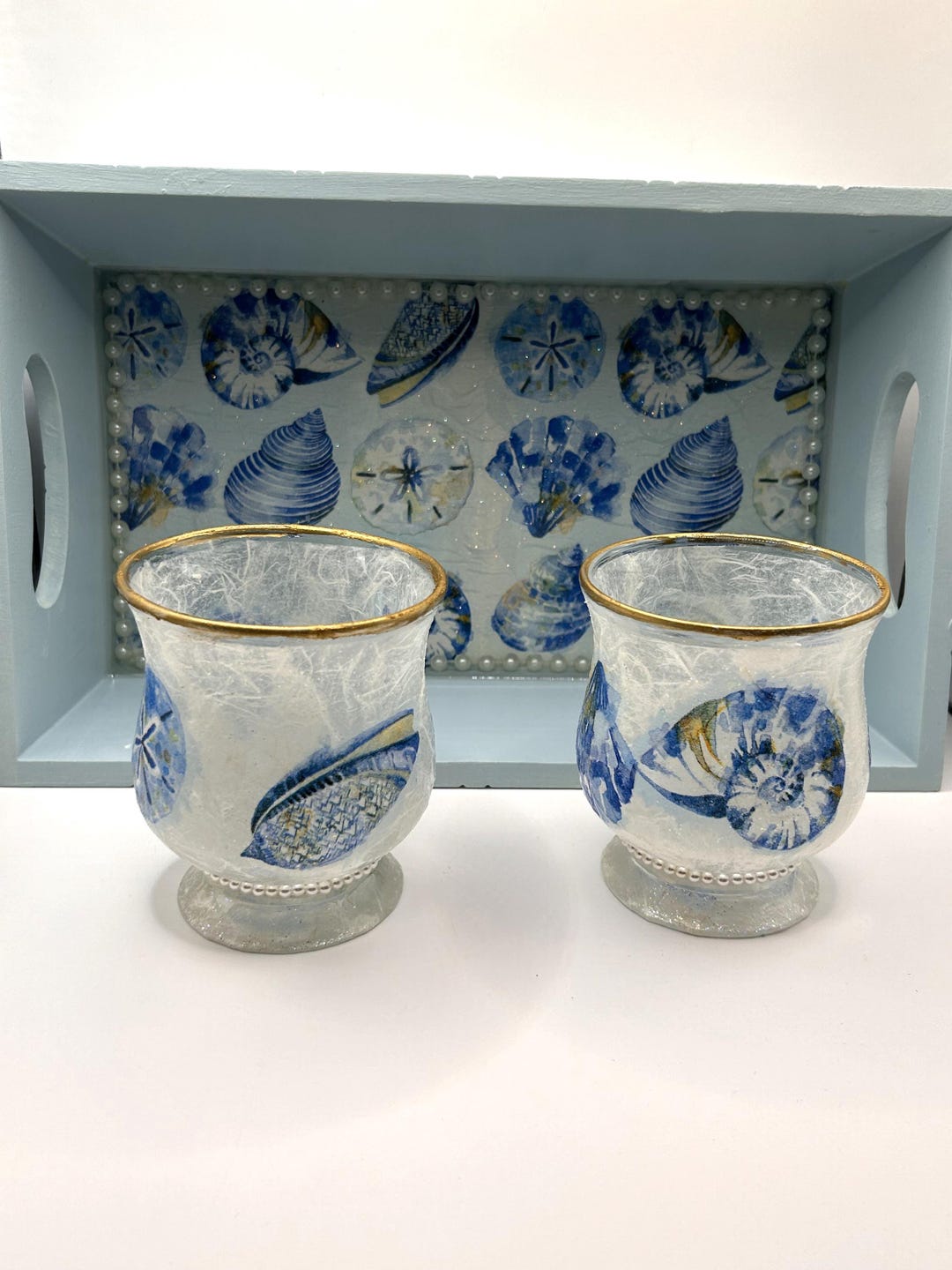 Sea Shell Tray With Votive Holders - Etsy