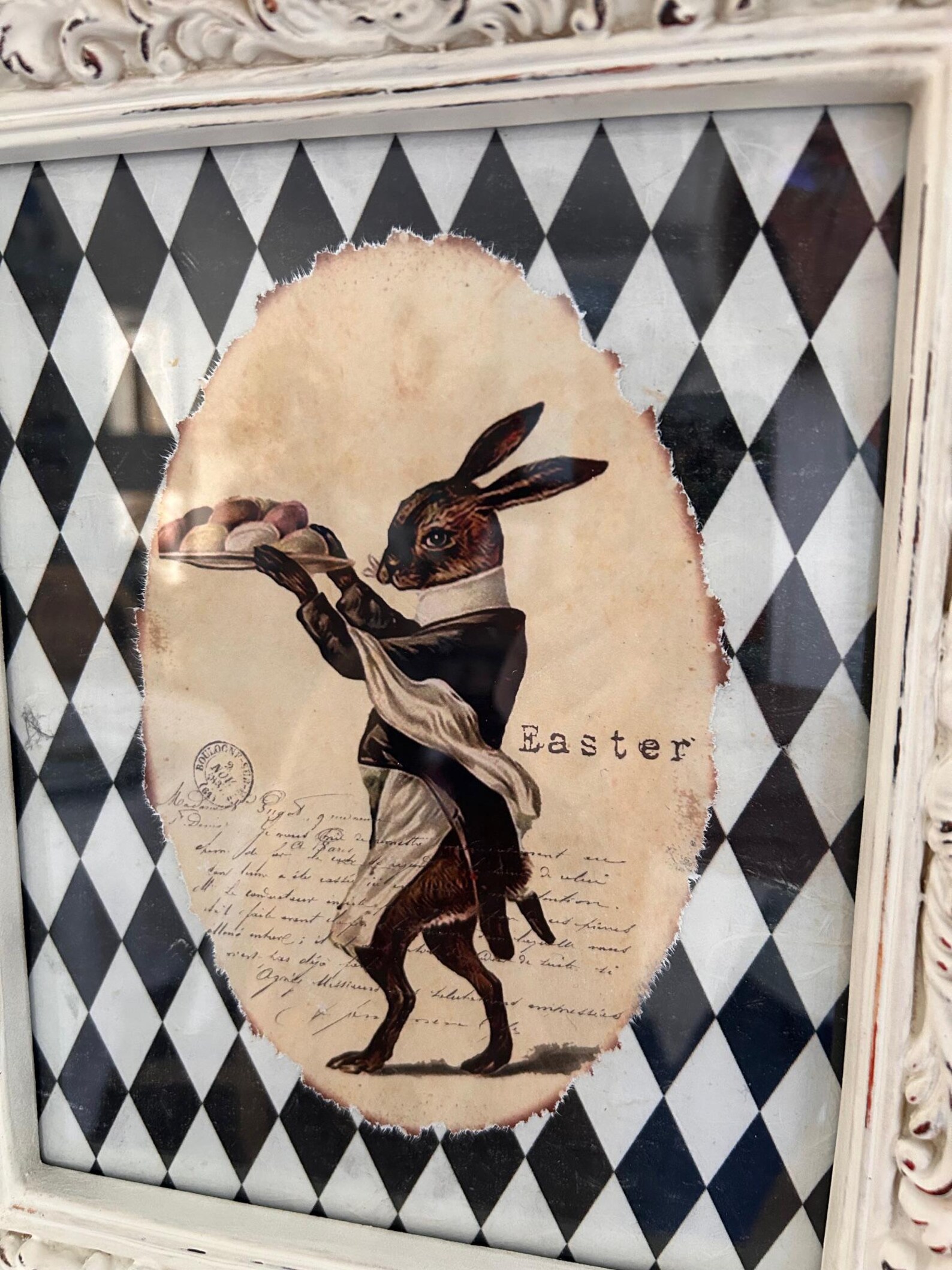 Frilly French Easter Bunny Art - Etsy