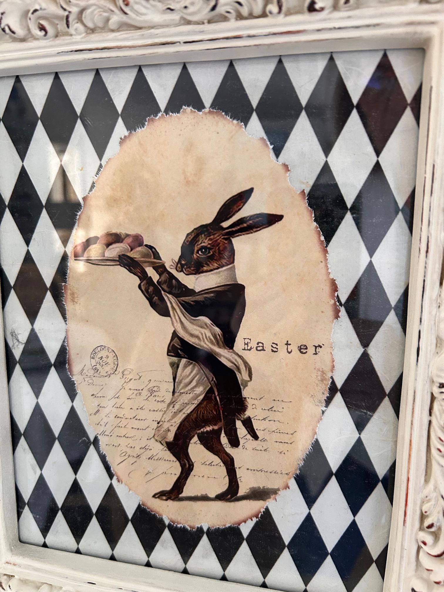 Frilly French Easter Bunny Art - Etsy