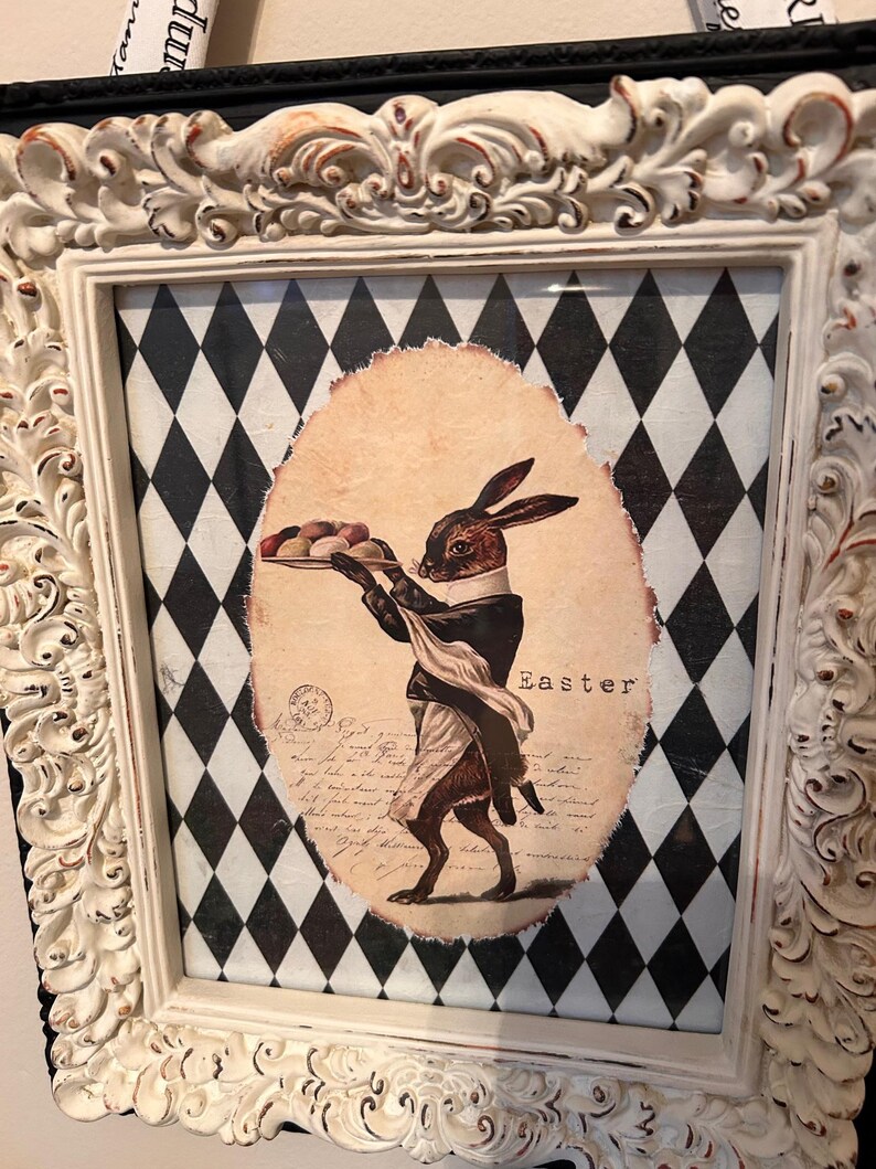 Frilly French Easter Bunny Art - Etsy