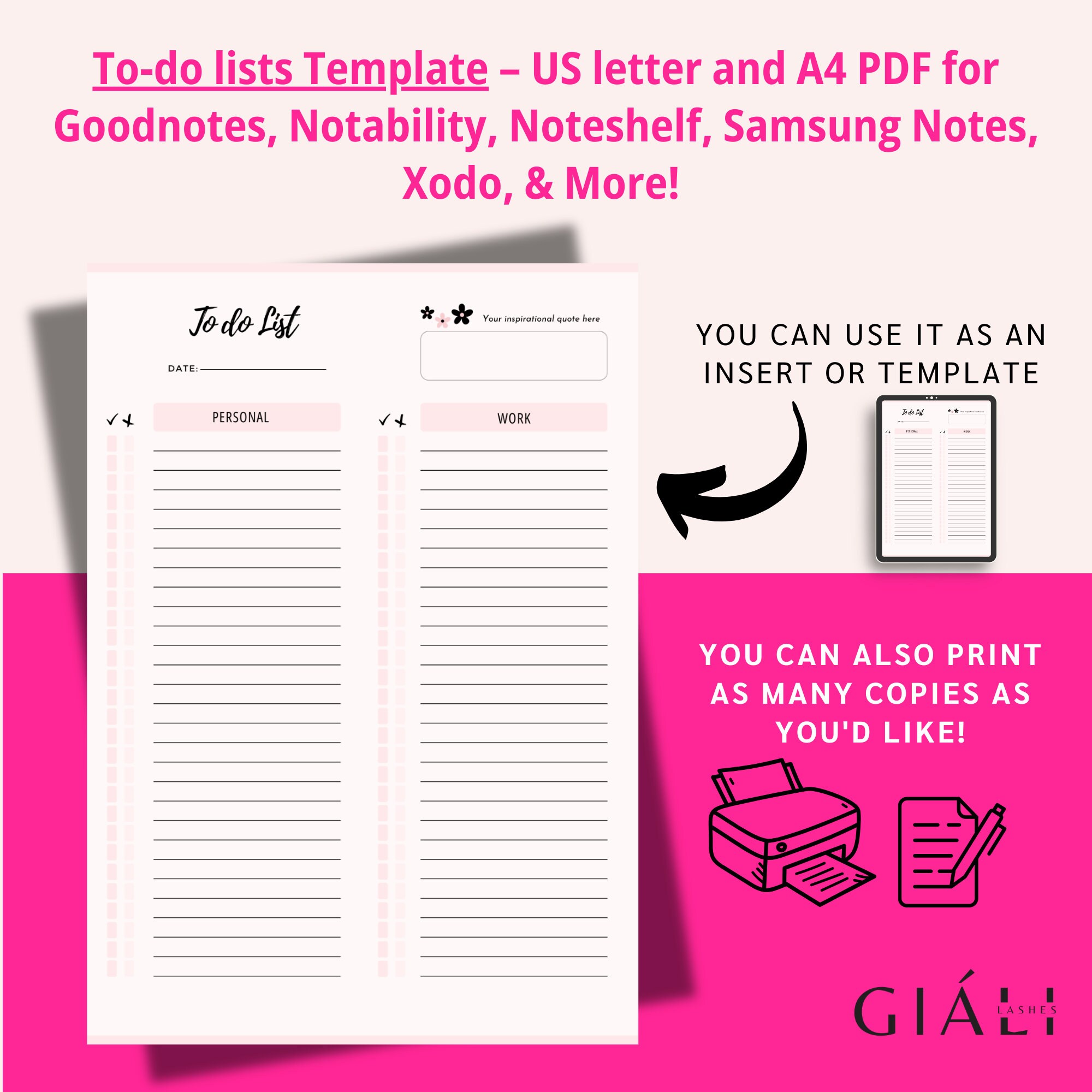 To Do Lists Goodnotes Templates, Planner Inserts, Undated Task Tracker ...