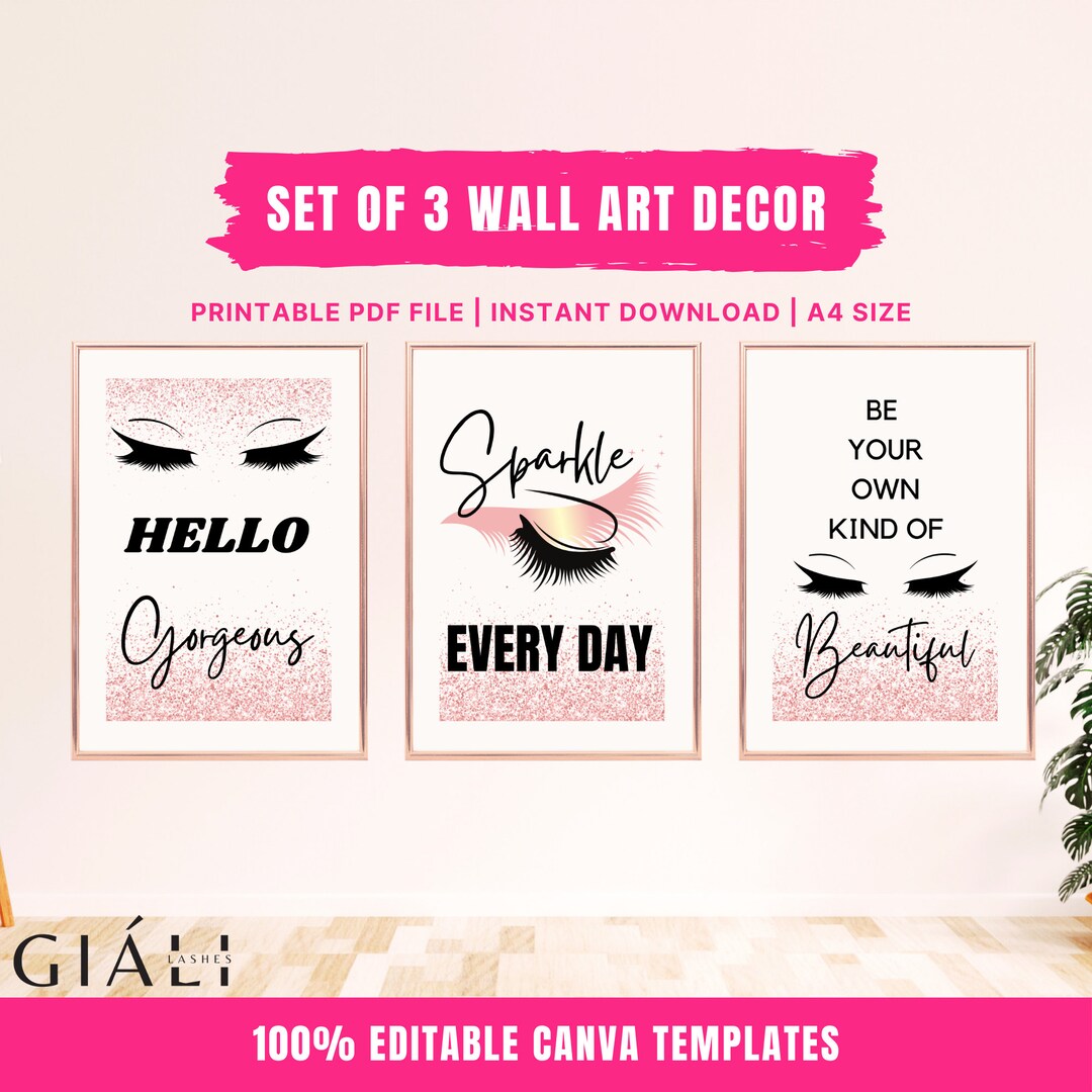 Lash Room Decor, Set of 3 Eye Lash Prints, Lash Tech Poster, Eyelash ...