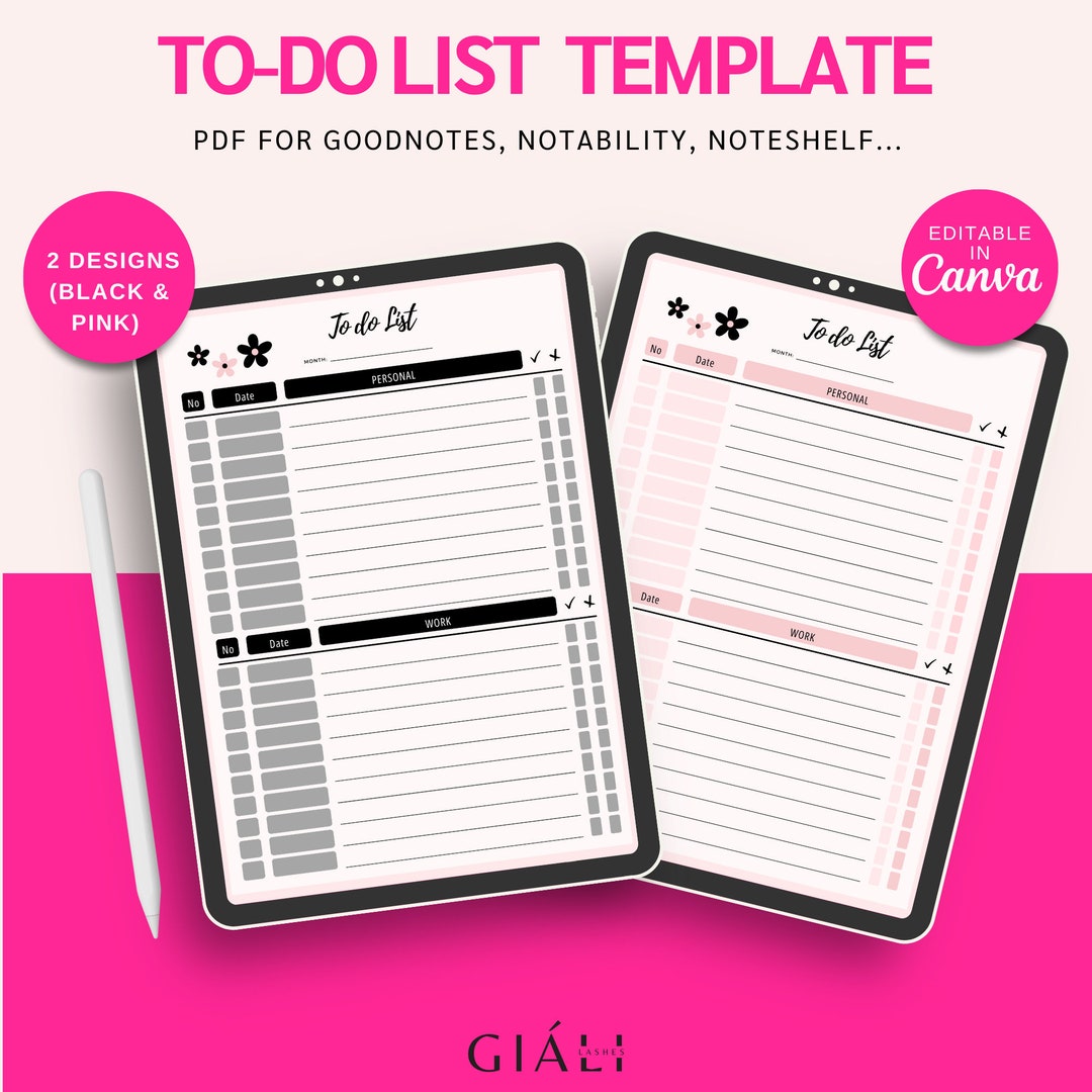Goodnotes To-do List Template, Undated Task Tracker (digital Download ...