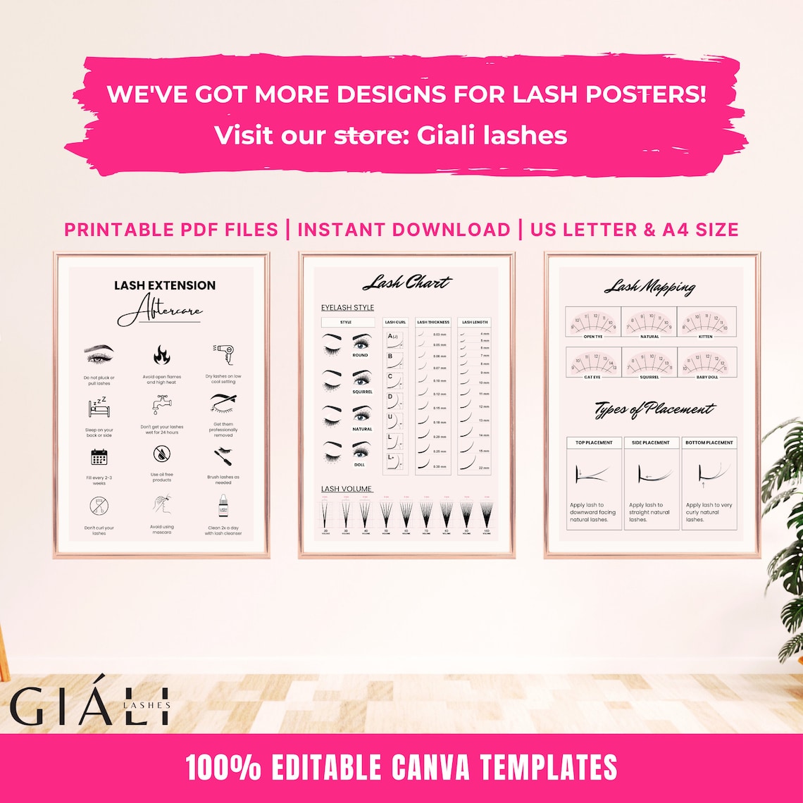 Lashes Pricelist Poster, Printable Lash Studio Decor, Editable Lash ...
