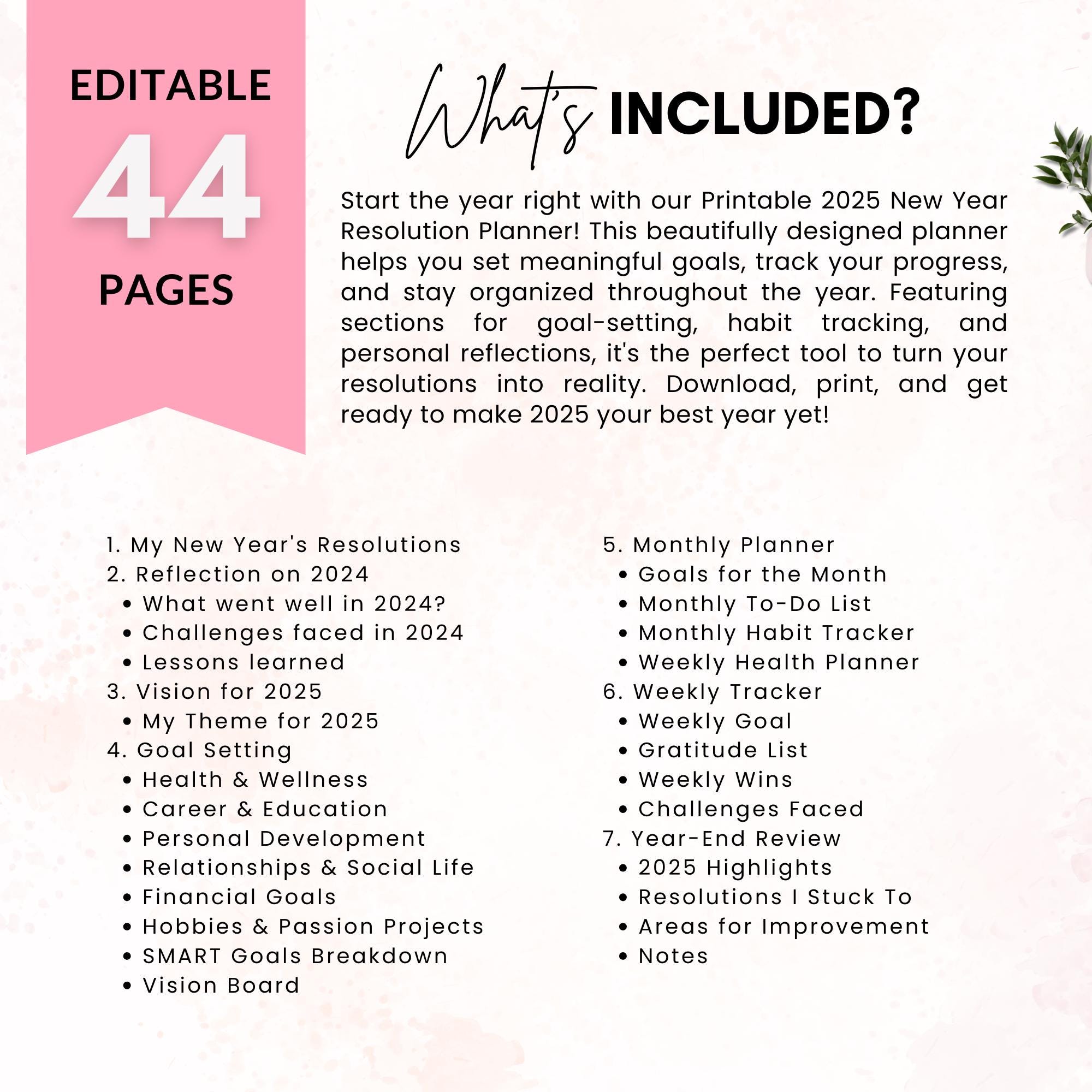 2025 Goal Planner Printable, Self Improvement Planner, SMART Goal ...