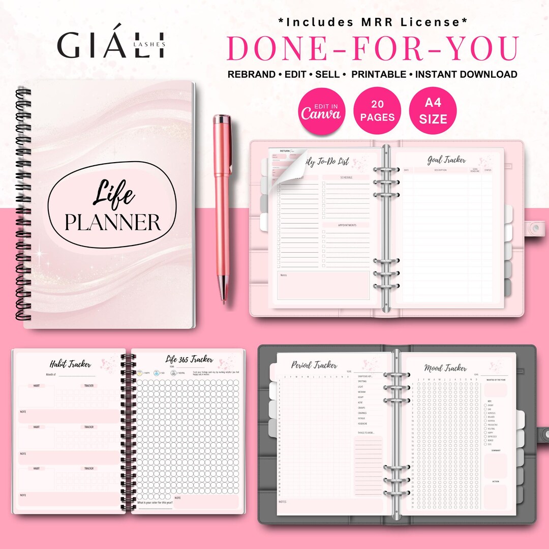 2025 Life Planner Printable, 365 Undated Journal, Minimalist Life Goals ...