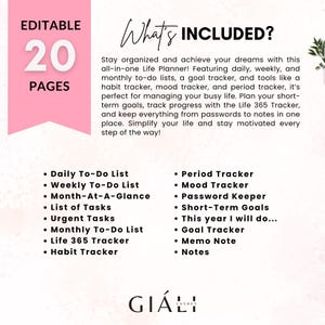 2025 Life Planner Printable, 365 Undated Journal, Minimalist Life Goals ...