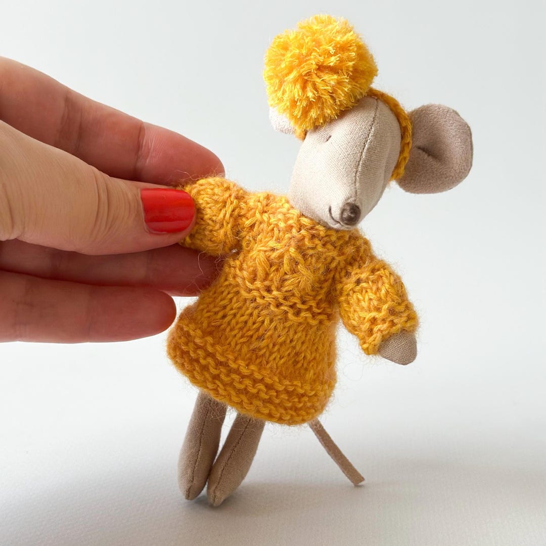Handmade Knitted Outfit: Maileg Mouse Dress and Headband - Etsy