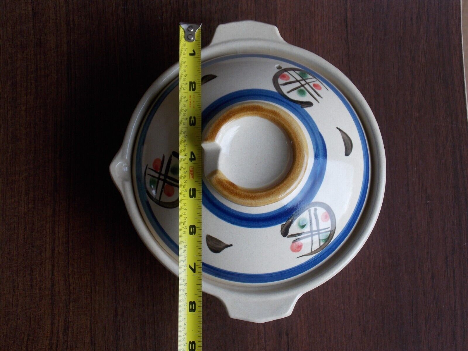 Japanese Donabe Stoneware Earthenware Rice Clay Pot Casserole Tan Fish ...