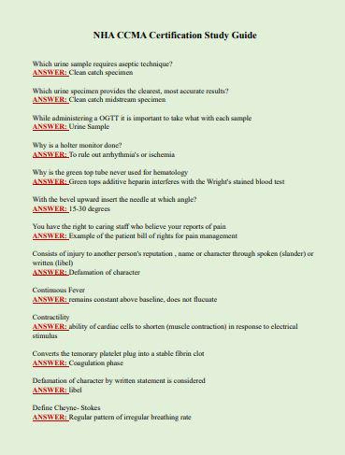 NHA CCMA Certification Study Guide 2024/2025 - Etsy