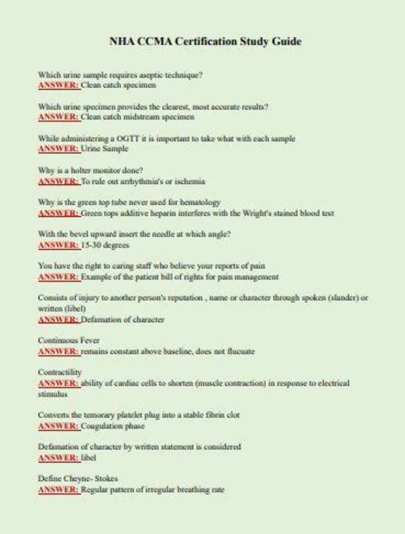 NHA CCMA Certification Study Guide 2024/2025 - Etsy