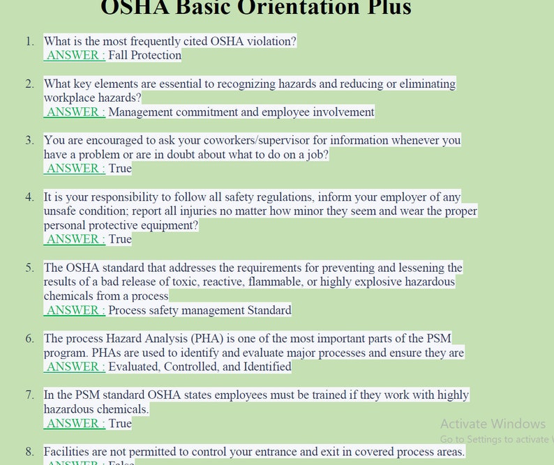 Osha Basic Orientation Plus 2024/2025 - Etsy