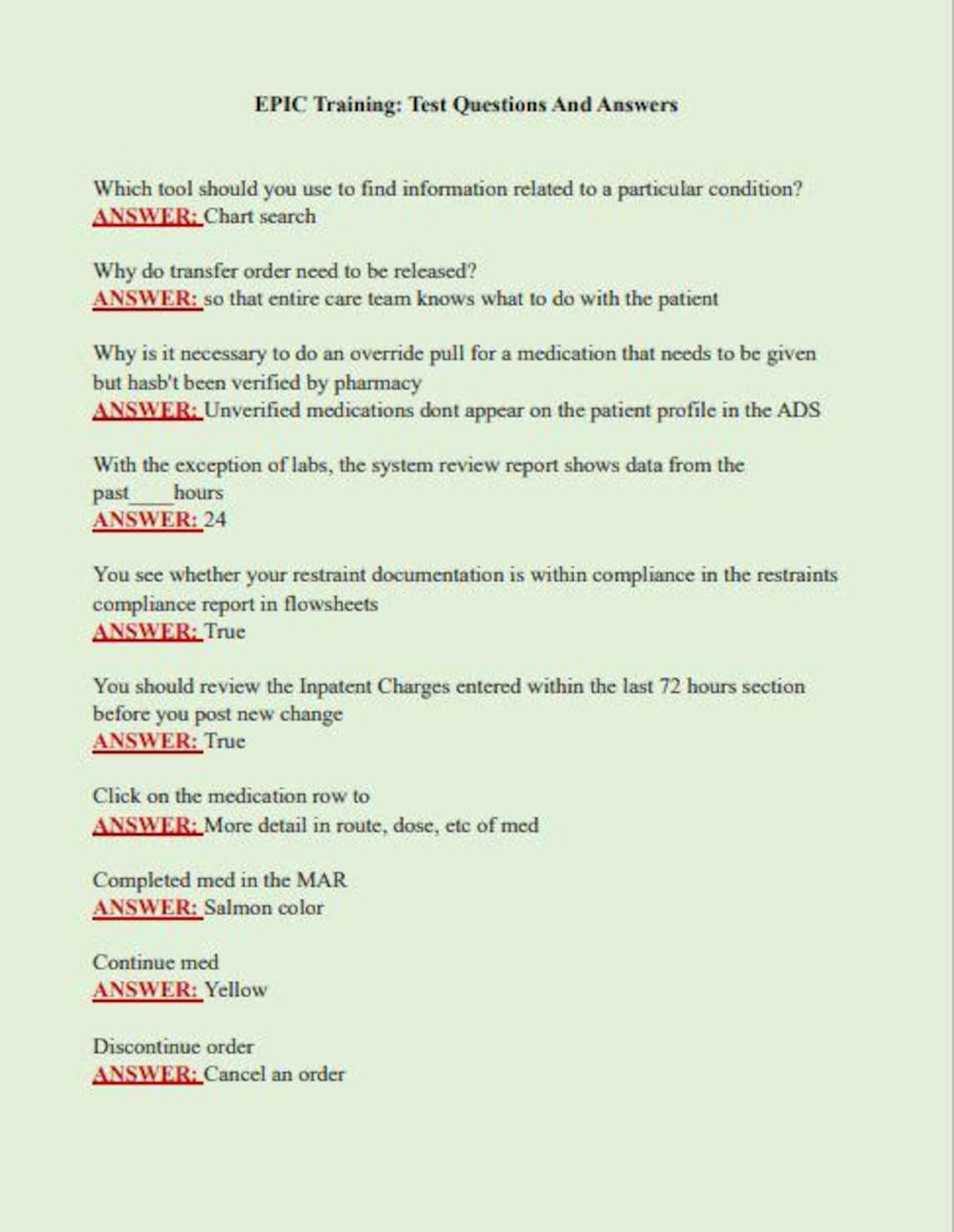 EPIC Training Test Questions and Answers 2024/2025 - Etsy