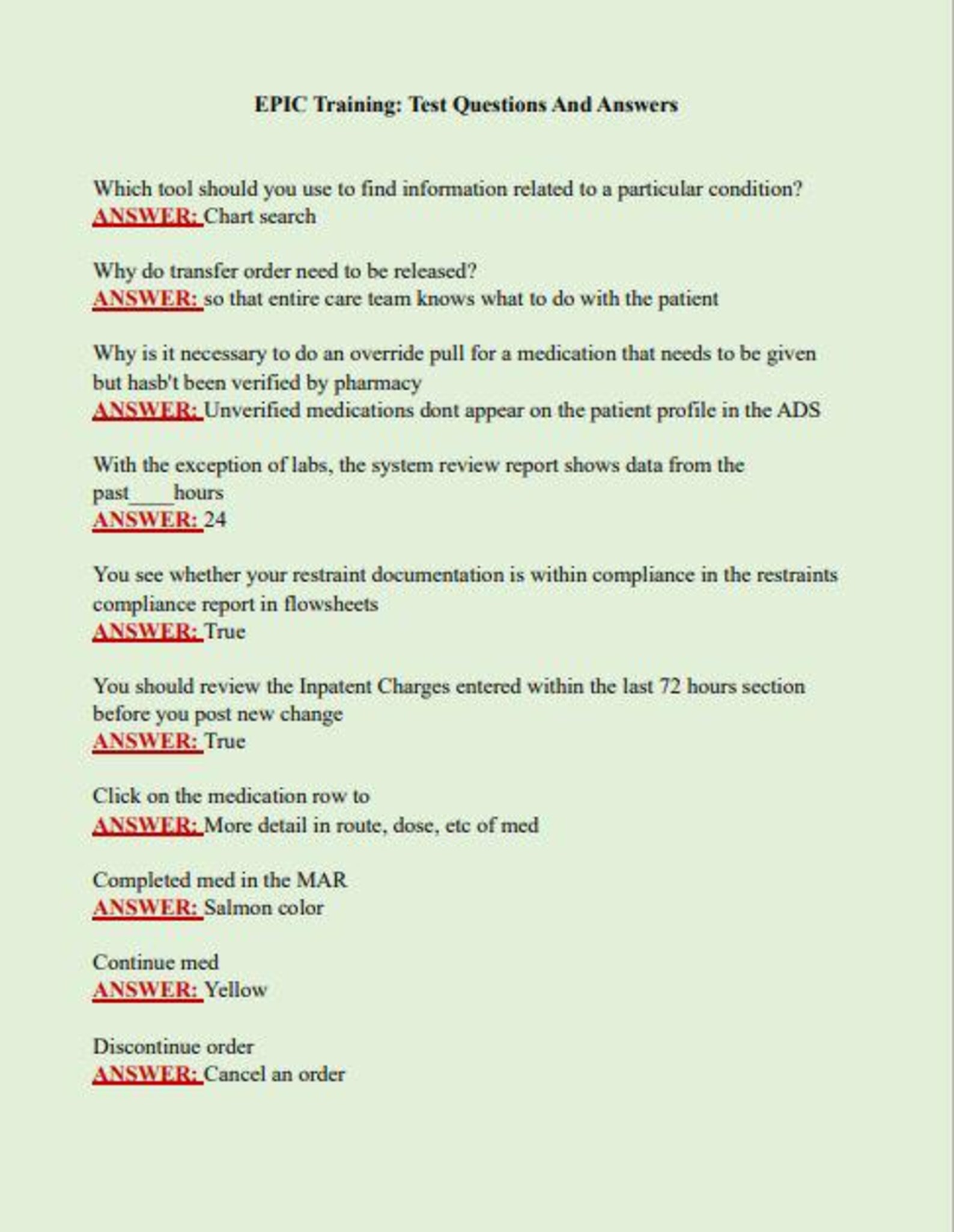 EPIC Training Test Questions and Answers 2024/2025 - Etsy