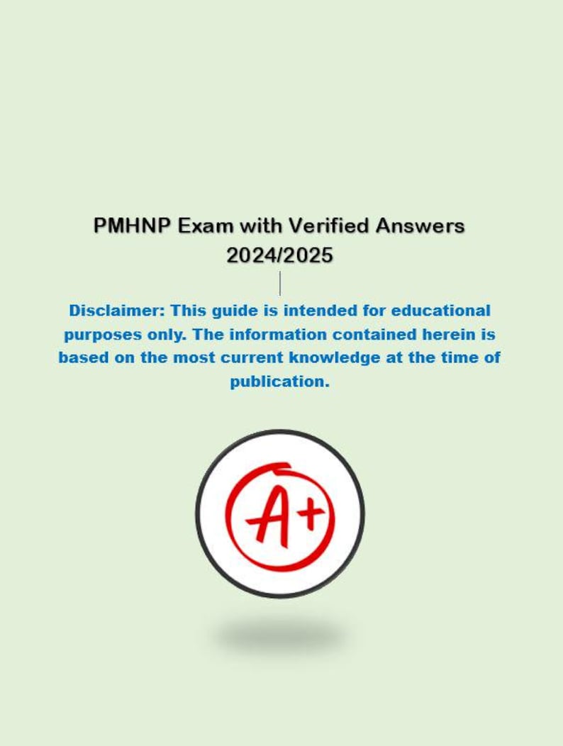 PMHNP Exam With Verified Answers 2024/2025 - Etsy