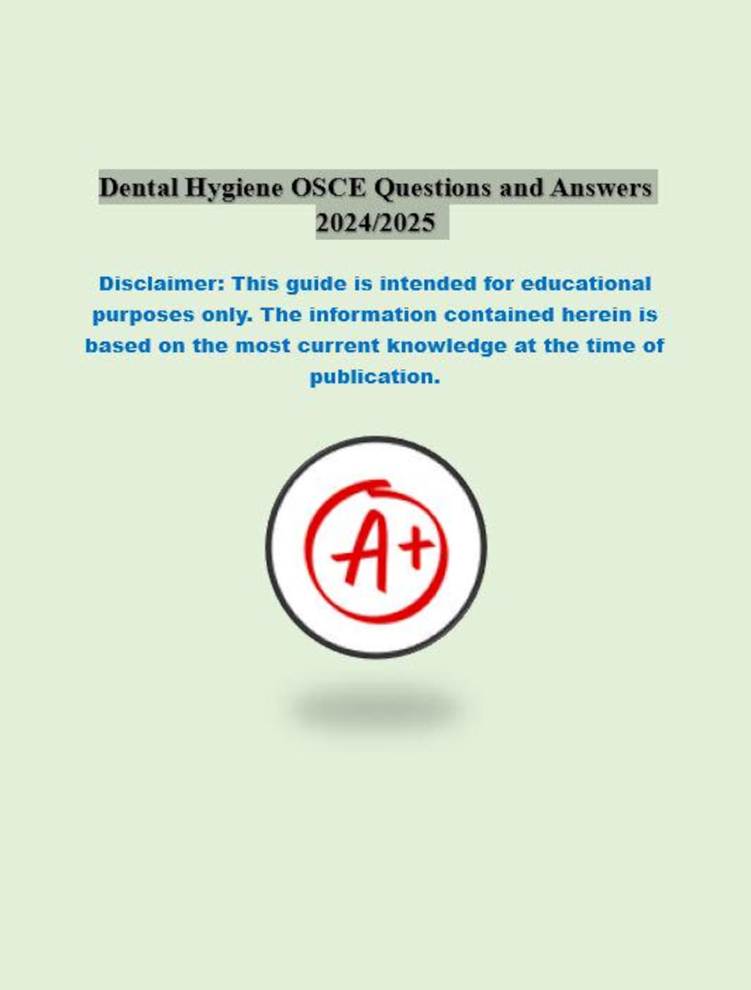 Dental Hygiene OSCE Questions and Answers 2024/2025 - Etsy