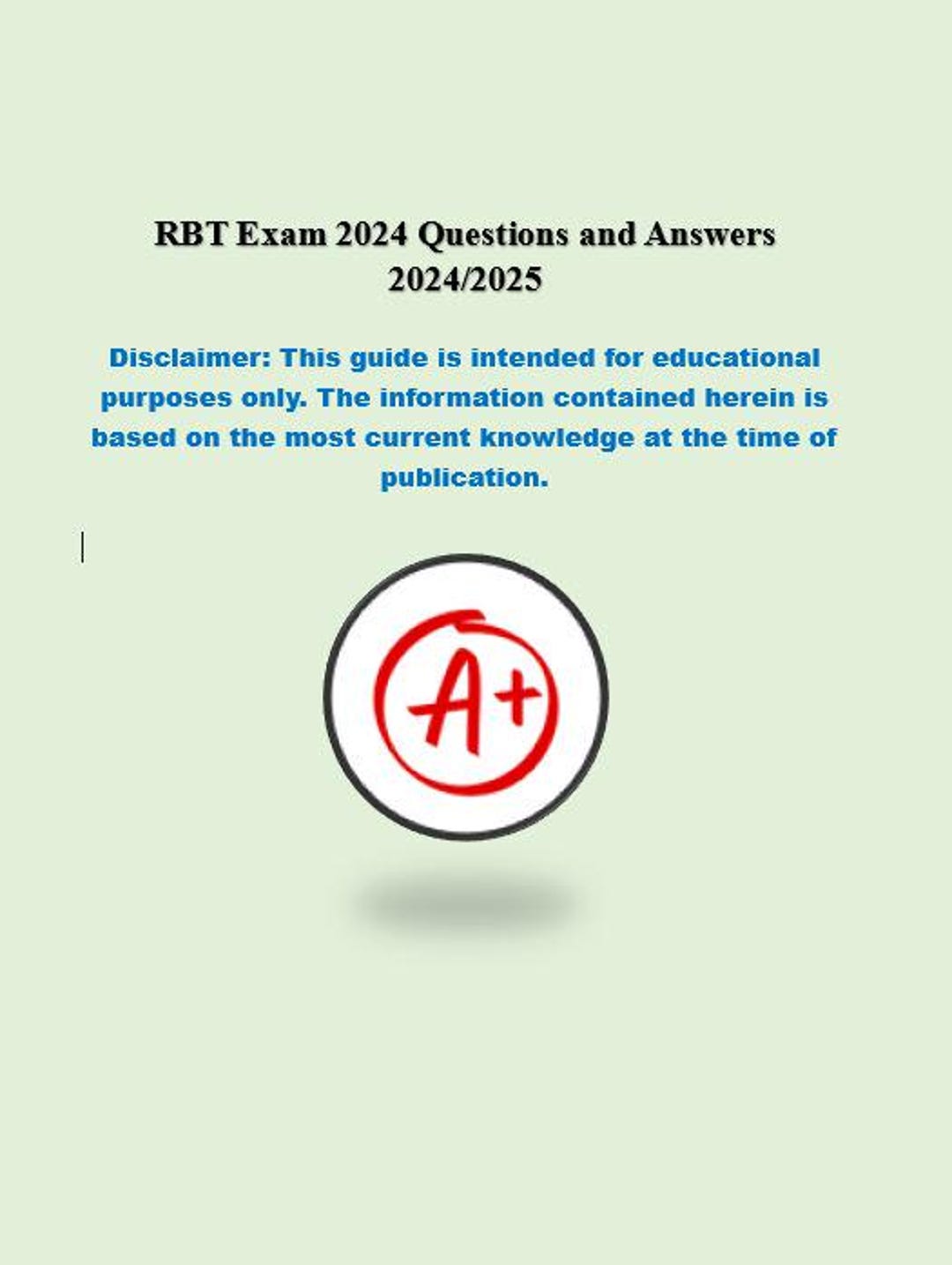 RBT Exam 2024 Questions and Answers 2024/2025 - Etsy