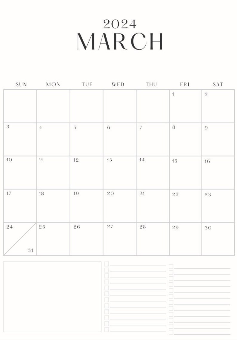 March 2024 Calender - Etsy