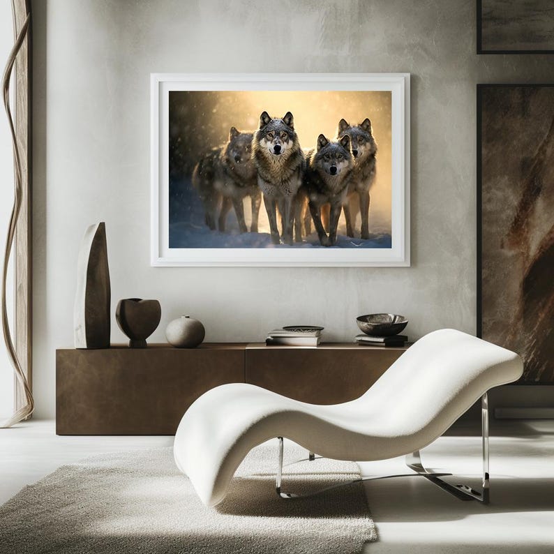 Wolf Pack Wall Art - Forest Wildlife Home Decor - Printable Artwork ...