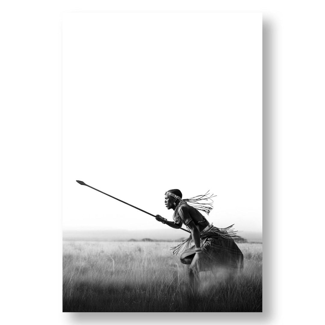 African Hunter Savannah Wall Art - Instant Download Printable - Black ...