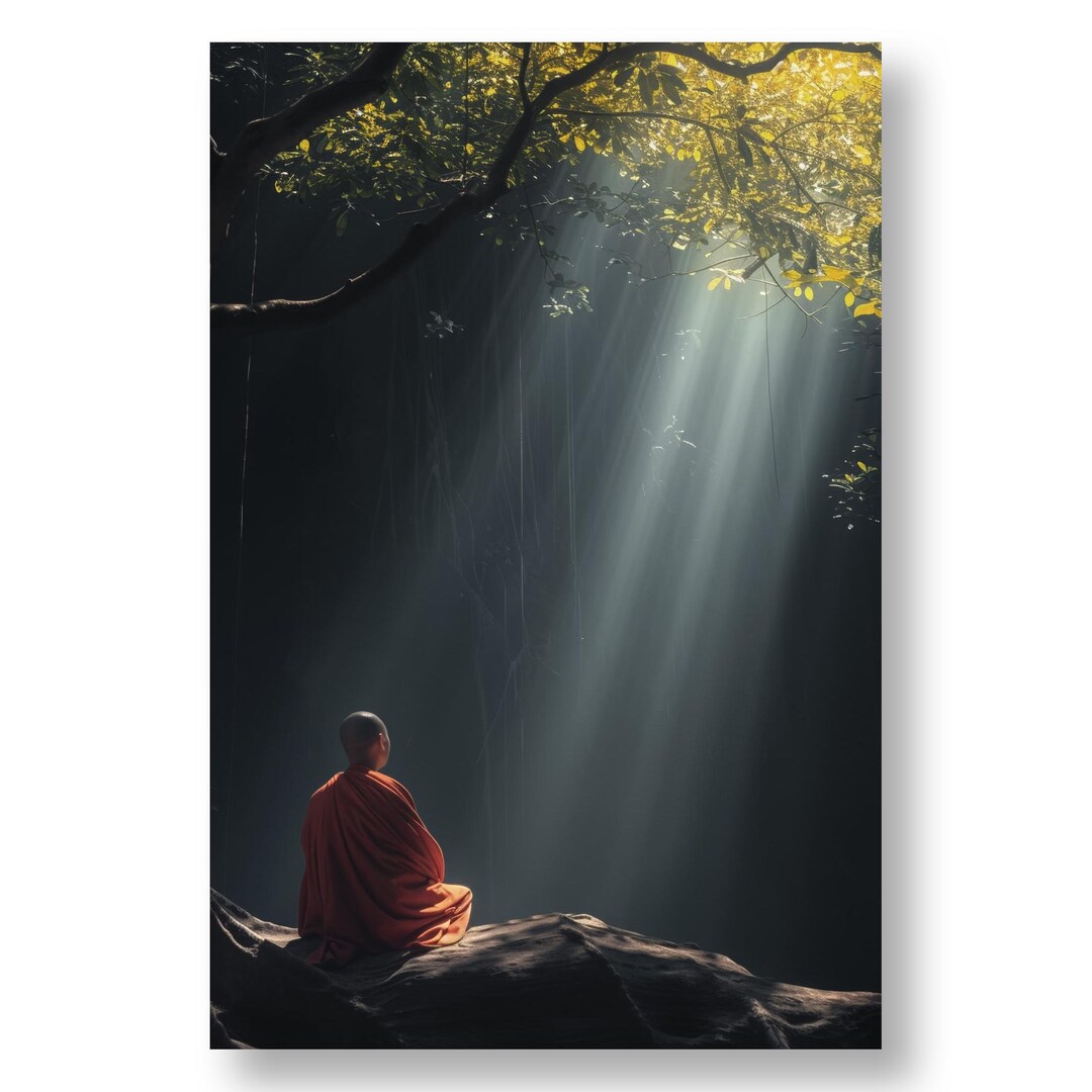 Spiritual Wall Art - Monk Doing Meditation - Spiritual Home Decor ...