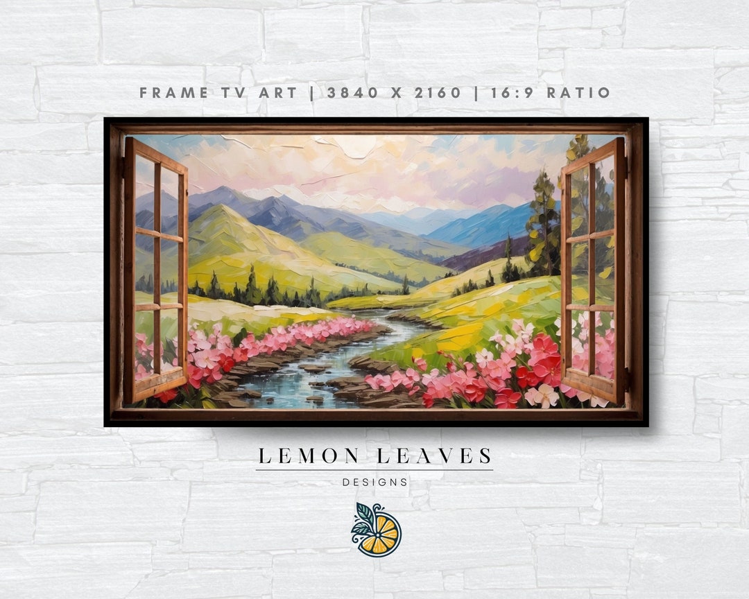 TV Art Colorful Frame TV Window Frame TV Art Spring Art Frame Tv Art ...