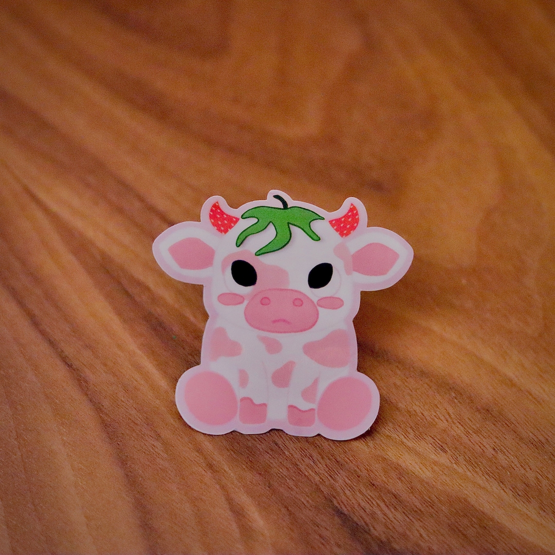 Strawberry Cow Sticker Decal - Etsy