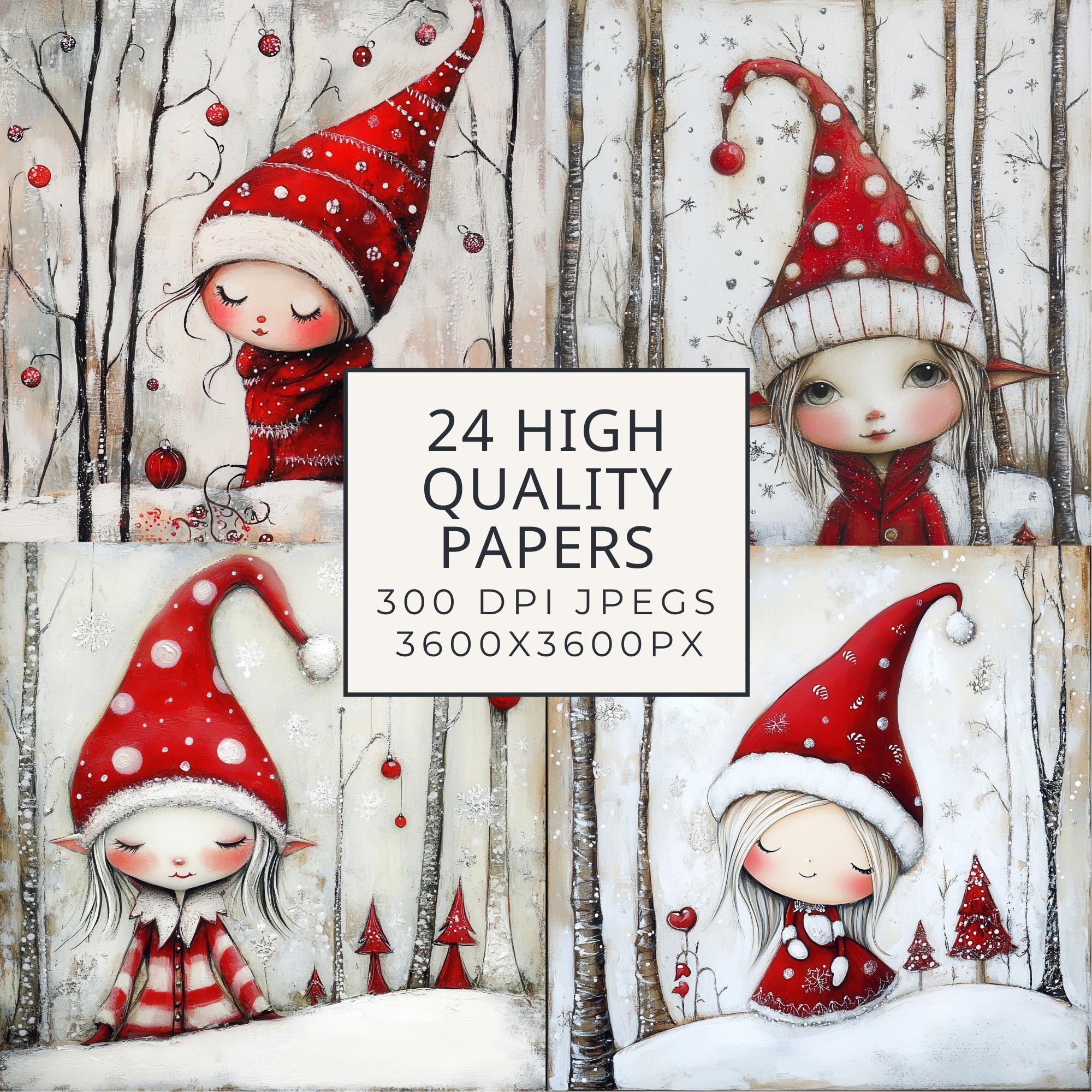 Whimsical Christmas Digital Paper: Watercolor Clipart Backgrounds ...