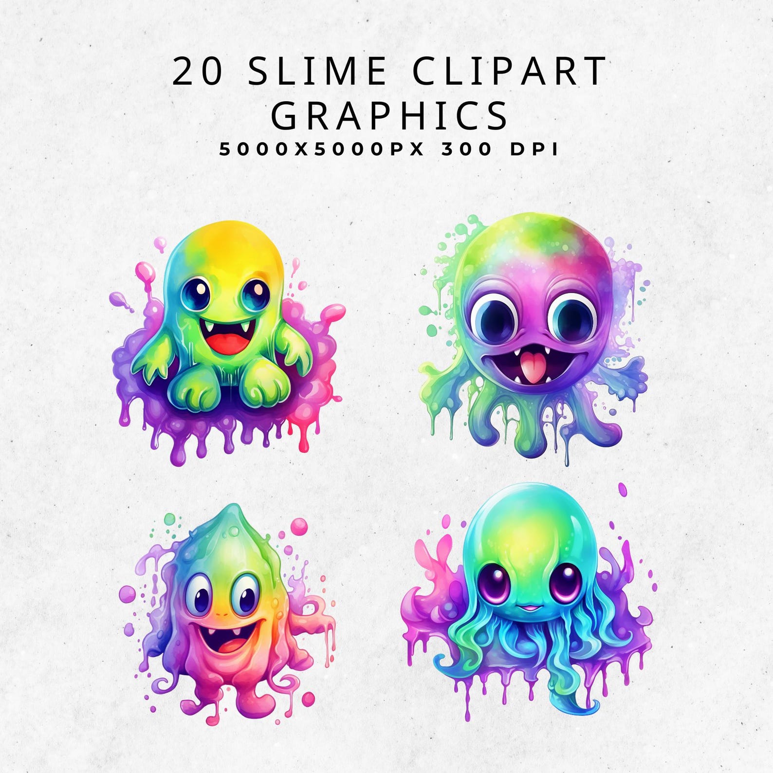 Slime Clipart, Slime Girl Clipart, Splatter Neon Clipart, Slime Drips ...