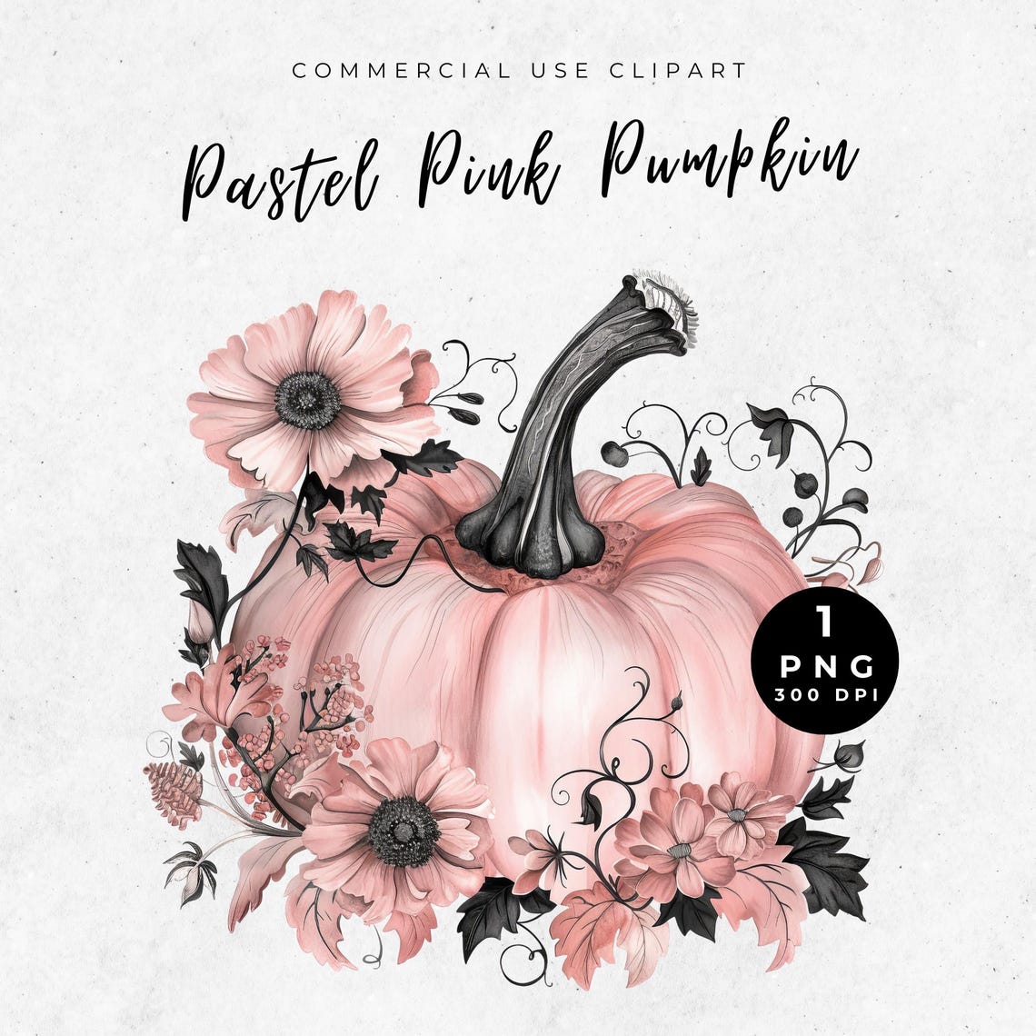 Watercolor Pumpkin Clipart Pink, Pink Pumpkin Clipart, Autumn Floral ...