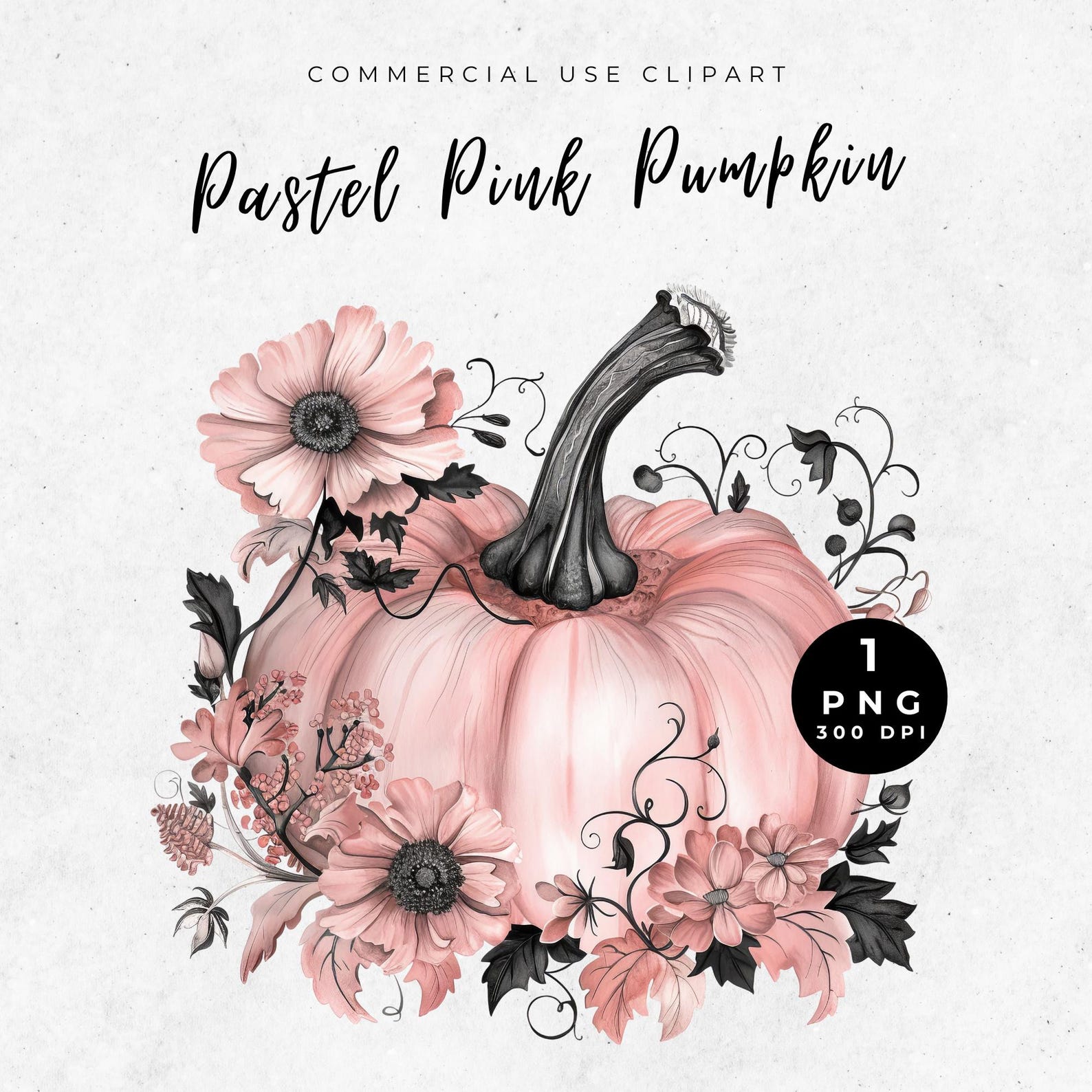 Watercolor Pumpkin Clipart Pink, Pink Pumpkin Clipart, Autumn Floral ...